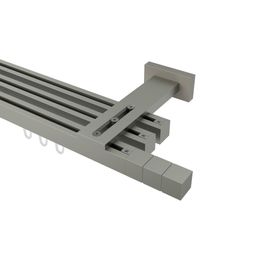 GARDINENSTANGE INNENLAUF Quadline (Multi) Cubes 520 cm (geteilt in 4 x 130 cm), 3-l&auml;ufig, 20x20 mm Satin-Silber