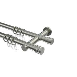 GARDINENSTANGE Platon Estana 520 cm (geteilt in 4 x 130 cm), 2-l&auml;ufig, 20 mm &Oslash; Edelstahl-Optik