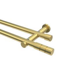 GARDINENSTANGE Platon Elanto 240 cm (geteilt in 2 x 120 cm), 2-l&auml;ufig (ohne Ringe), 20 mm &Oslash; Messing-Optik