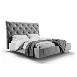 KAWOLA POLSTERBETT ANNY Silber Velvet