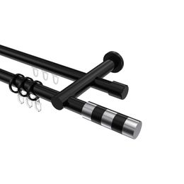 GARDINENSTANGE RUNDROHR-INNENLAUF Platon Mavell 540 cm (geteilt in 3 x 180 cm), 2-l&auml;ufig, 20 mm &Oslash; Schwarz