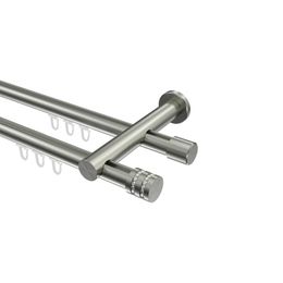 GARDINENSTANGE INNENLAUF Platon Estana 280 cm (geteilt in 2 x 140 cm), 2-l&auml;ufig, 20 mm &Oslash; Edelstahl-Optik