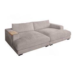 KAWOLA BIG SOFA XL MIT TABLETT MADELINE Taupe Cord