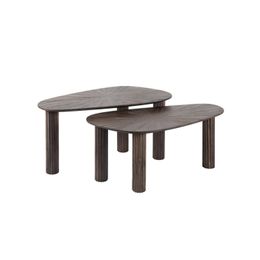 KAWOLA COUCHTISCH INKA 2ER SET Braun Teakholz