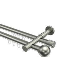 GARDINENSTANGE INNENLAUF Prestige Luino 420 cm (geteilt in 3 x 140 cm), 2-l&auml;ufig, 20 mm &Oslash; Edelstahl-Optik