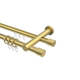 GARDINENSTANGE RUNDROHR-INNENLAUF Platon Santo 320 cm (geteilt in 2 x 160 cm), 2-l&auml;ufig, 20 mm &Oslash; Messing-Optik