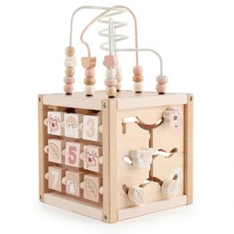 Motorikspiel Motorikw&uuml;rfel Reh Ella, Natur, Rosa, Holz, Birke, Buche, Schima, 20x40x20 cm, female, Spielzeug, Kinderspielzeug, Konstruktionsspielzeug