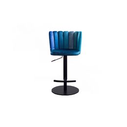 KAWOLA BARHOCKER JADA Blau Velvet Drehbar (360&deg;), H&ouml;henverstellbar (1er-Set)
