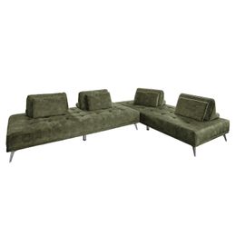 KAWOLA ECKSOFA WIOLO Dunkelgr&uuml;n Velvet
