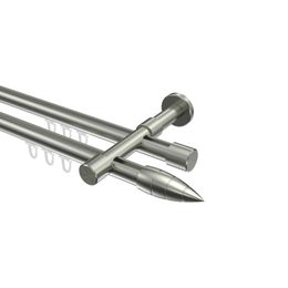 GARDINENSTANGE INNENLAUF Prestige Samanto 400 cm (geteilt in 2 x 200 cm), 2-l&auml;ufig, 20 mm &Oslash; Edelstahl-Optik