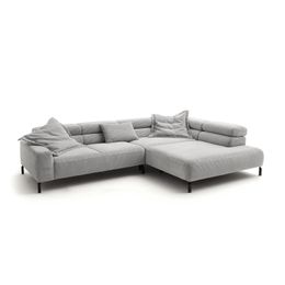 KAWOLA ECKSOFA MIT MOTORISCHEM SITZVORZUG DELIA Hellgrau Cord Relaxfunktion
