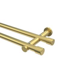 GARDINENSTANGE Platon Santo 180 cm, 2-l&auml;ufig (ohne Ringe), 20 mm &Oslash; Messing-Optik