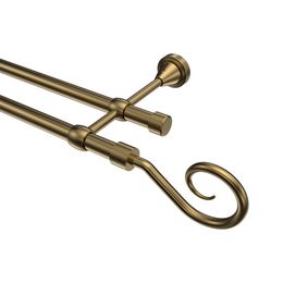 GARDINENSTANGE Primus Allegra 140 cm, 2-l&auml;ufig (ohne Ringe), 16 mm &Oslash; Messing Antik