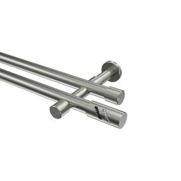 GARDINENSTANGE Prestige Zoena 120 cm, 2-l&auml;ufig (ohne Ringe), 20 mm &Oslash; Edelstahl-Optik