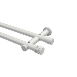 GARDINENSTANGE Platon Estana 360 cm (geteilt in 2 x 180 cm), 2-l&auml;ufig (ohne Ringe), 20 mm &Oslash; Wei&szlig;