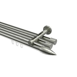 GARDINENSTANGE INNENLAUF Siteno Samanto 240 cm (geteilt in 2 x 120 cm), 3-l&auml;ufig, 20 mm &Oslash; Edelstahl-Optik