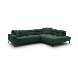 KAWOLA ECKSOFA MIT MOTORISCHEM SITZVORZUG OHIO Smaragdgr&uuml;n Cord Relaxfunktion