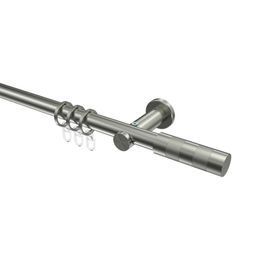GARDINENSTANGE Platon Mavell 240 cm (geteilt in 2 x 120 cm), 1-l&auml;ufig, 20 mm &Oslash; Edelstahl-Optik