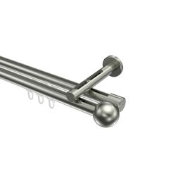 GARDINENSTANGE INNENLAUF Siteno Luino 520 cm (geteilt in 4 x 130 cm), 2-l&auml;ufig, 20 mm &Oslash; Edelstahl-Optik