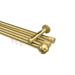 GARDINENSTANGE INNENLAUF Siteno Luino 420 cm (geteilt in 3 x 140 cm), 3-l&auml;ufig, 20 mm &Oslash; Messing-Optik