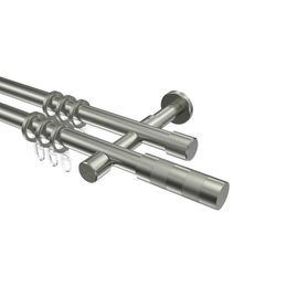 GARDINENSTANGE Prestige Mavell 180 cm, 2-l&auml;ufig, 20 mm &Oslash; Edelstahl-Optik
