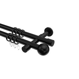 GARDINENSTANGE Prestige Luino 280 cm (geteilt in 2 x 140 cm), 2-l&auml;ufig, 20 mm &Oslash; Schwarz