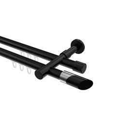 GARDINENSTANGE INNENLAUF Prestige Verano 300 cm (geteilt in 3 x 100 cm), 2-l&auml;ufig, 20 mm &Oslash; Schwarz