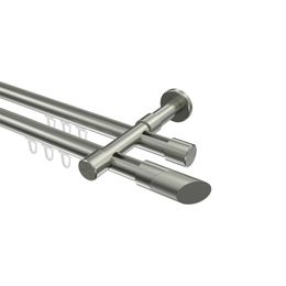 GARDINENSTANGE INNENLAUF Prestige Verano 520 cm (geteilt in 4 x 130 cm), 2-l&auml;ufig, 20 mm &Oslash; Edelstahl-Optik