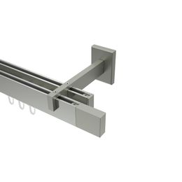 GARDINENSTANGE INNENLAUF Smartline Lox 160 cm, 2-l&auml;ufig, 14x35 mm Edelstahl-Optik