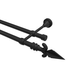 GARDINENSTANGE Primus Matteo 540 cm (geteilt in 3 x 180 cm), 2-l&auml;ufig (ohne Ringe), 16 mm &Oslash; Schwarz