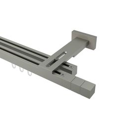 GARDINENSTANGE INNENLAUF Quadline (Multi) Cubes 280 cm (geteilt in 2 x 140 cm), 2-l&auml;ufig, 20x20 mm Satin-Silber