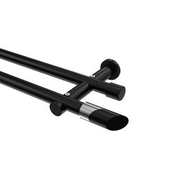 GARDINENSTANGE Platon Verano 280 cm (geteilt in 2 x 140 cm), 2-l&auml;ufig (ohne Ringe), 20 mm &Oslash; Schwarz