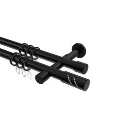 GARDINENSTANGE Prestige Zoena 600 cm (geteilt in 3 x 200 cm), 2-l&auml;ufig, 20 mm &Oslash; Schwarz