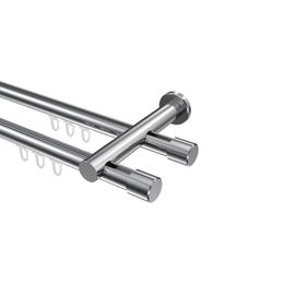 GARDINENSTANGE INNENLAUF Platon Santo 260 cm (geteilt in 2 x 130 cm), 2-l&auml;ufig, 20 mm &Oslash; Chrom