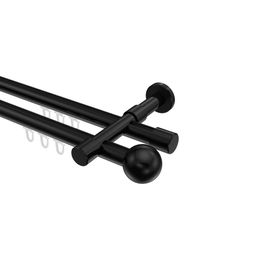 GARDINENSTANGE INNENLAUF Prestige Luino 320 cm (geteilt in 2 x 160 cm), 2-l&auml;ufig, 20 mm &Oslash; Schwarz