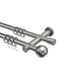 GARDINENSTANGE Platon Luino 140 cm, 2-l&auml;ufig, 20 mm &Oslash; Edelstahl-Optik