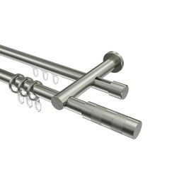 GARDINENSTANGE RUNDROHR-INNENLAUF Platon Mavell 360 cm (geteilt in 2 x 180 cm), 2-l&auml;ufig, 20 mm &Oslash; Edelstahl-Optik