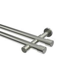 GARDINENSTANGE Prestige Santo 160 cm, 2-l&auml;ufig (ohne Ringe), 20 mm &Oslash; Edelstahl-Optik