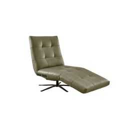 KAWOLA RELAXLIEGE LETICIA Gr&uuml;n Leder Relaxfunktion, Drehbar (360&deg;)