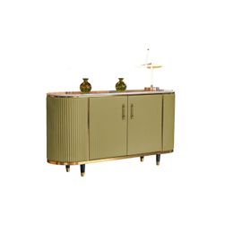 KAWOLA SIDEBOARD MARIA Gr&uuml;n Marmor, Kunstleder