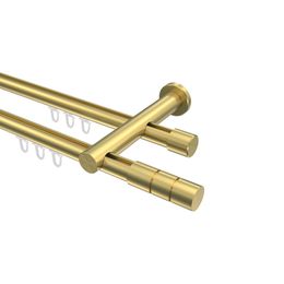 GARDINENSTANGE INNENLAUF Platon Elanto 600 cm (geteilt in 3 x 200 cm), 2-l&auml;ufig, 20 mm &Oslash; Messing-Optik