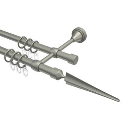 GARDINENSTANGE Primus Lorenzo 520 cm (geteilt in 4 x 130 cm), 2-l&auml;ufig, 16 mm &Oslash; Chrom matt