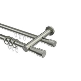GARDINENSTANGE RUNDROHR-INNENLAUF Platon Santo 420 cm (geteilt in 3 x 140 cm), 2-l&auml;ufig, 20 mm &Oslash; Edelstahl-Optik