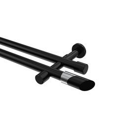 GARDINENSTANGE Prestige Verano 240 cm (geteilt in 2 x 120 cm), 2-l&auml;ufig (ohne Ringe), 20 mm &Oslash; Schwarz