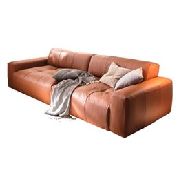 KAWOLA LEDERSOFA MIT SITZTIEFENVERSTELLUNG PALACE Braun Leder Relaxfunktion