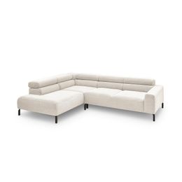 KAWOLA ECKSOFA MIT MOTORISCHEM SITZVORZUG DELIA Wei&szlig; Cord Relaxfunktion