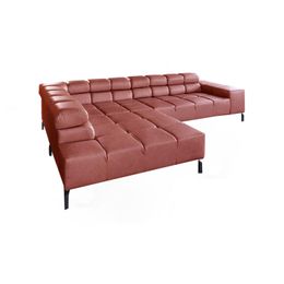 KAWOLA ECKSOFA NELSON Rot Leder Relaxfunktion