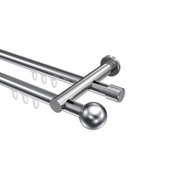 GARDINENSTANGE INNENLAUF Platon Luino 280 cm (geteilt in 2 x 140 cm), 2-l&auml;ufig, 20 mm &Oslash; Chrom