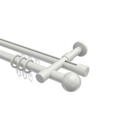 GARDINENSTANGE RUNDROHR-INNENLAUF Prestige Luino 360 cm (geteilt in 2 x 180 cm), 2-l&auml;ufig, 20 mm &Oslash; Wei&szlig;