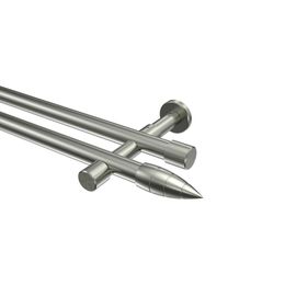 GARDINENSTANGE Prestige Samanto 400 cm (geteilt in 2 x 200 cm), 2-l&auml;ufig (ohne Ringe), 20 mm &Oslash; Edelstahl-Optik
